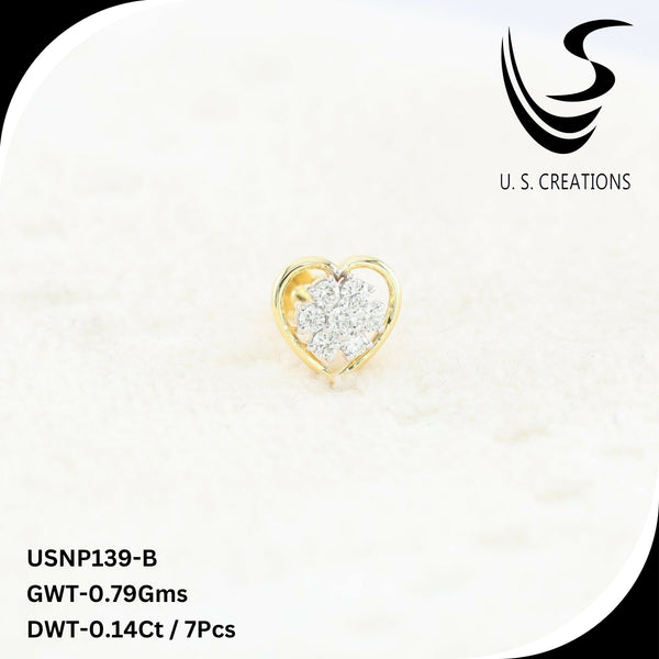 Elegant Gold & Diamond Nose Pin-USNP-139-B – HM Sarafa Bazar India Pvt Ltd