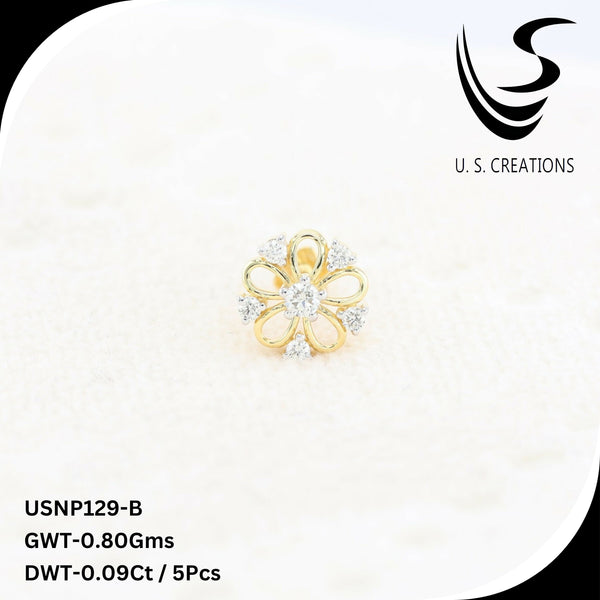 Delicate Gold & Diamond Nose Pin-USNP-129-B – HM Sarafa Bazar India Pvt Ltd