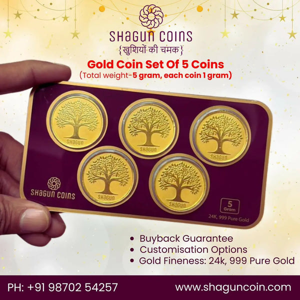 999 Gold Coin Set of 5 Coins – HM Sarafa Bazar India Pvt Ltd
