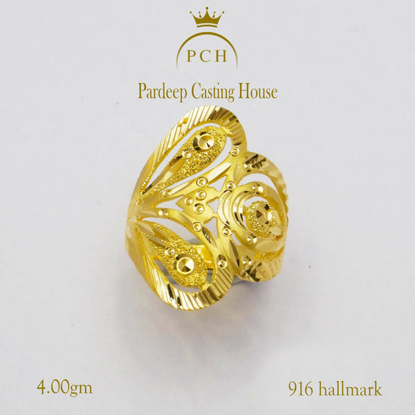 Artsy Mesh Pattern Ornate Gold Finger Ring – HM Sarafa Bazar India Pvt Ltd
