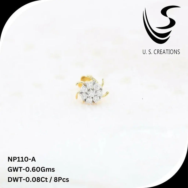 Delicate Gold & Diamond Nose Pin -NP-110-A – HM Sarafa Bazar India Pvt Ltd