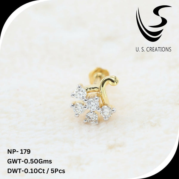 Delicate Gold & Diamond Nose Pin -NP-179 – HM Sarafa Bazar India Pvt Ltd