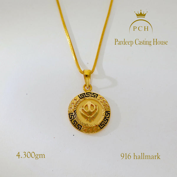 Zig-Zag Gold Khanda Locket – HM Sarafa Bazar India Pvt Ltd