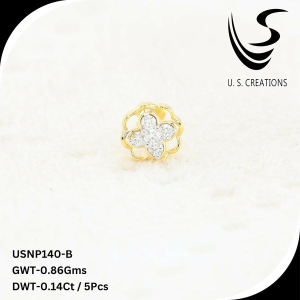 Delicate Gold & Diamond Nose Pin-USNP-140-B – HM Sarafa Bazar India Pvt Ltd