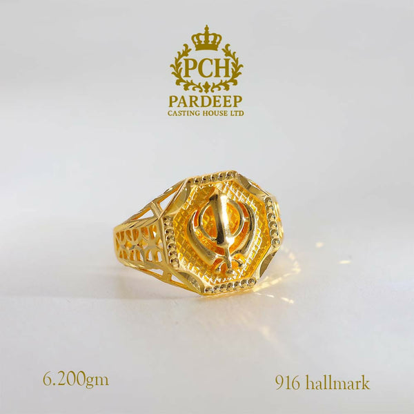 Men's 22kt Gold Sikh Khanda Ring – HM Sarafa Bazar India Pvt Ltd