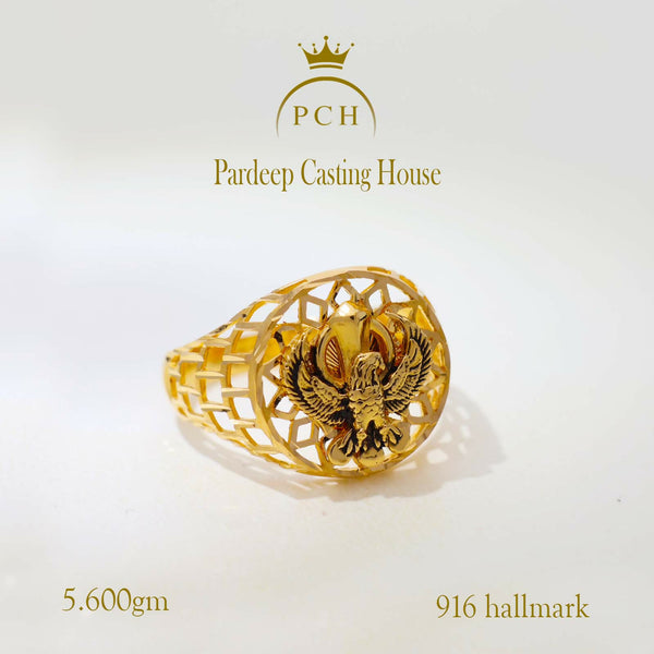 Sikh Khanda and Eagle Gold Gents Ring – HM Sarafa Bazar India Pvt Ltd