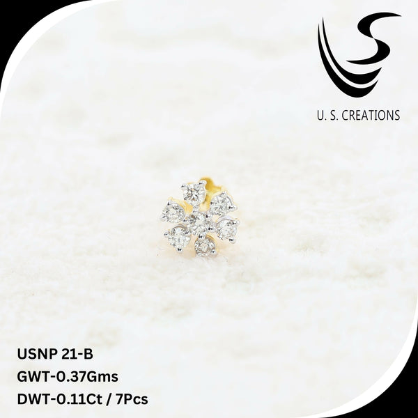 Floral Diamond Nose Pin in Gold USNP21-B – HM Sarafa Bazar India Pvt Ltd