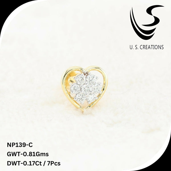 Elegant Gold & Diamond Nose Pin-USNP-139-C – HM Sarafa Bazar India Pvt Ltd