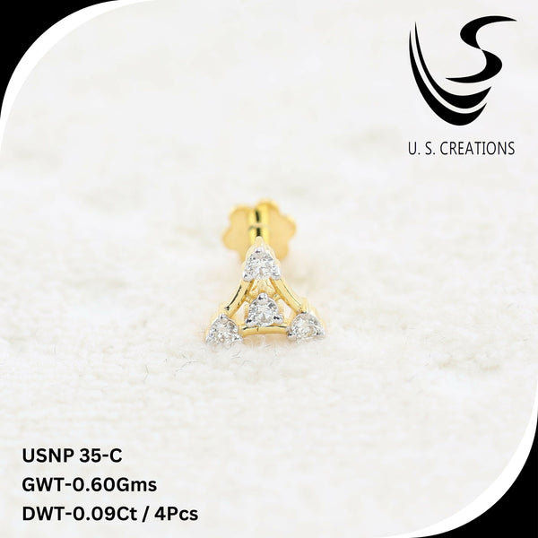 Exquisite Gold & Diamond Nose Pin - USNP35-C – HM Sarafa Bazar India ...