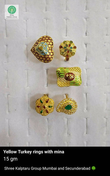 Yellow Turkey Ring With Mina – HM Sarafa Bazar India Pvt Ltd
